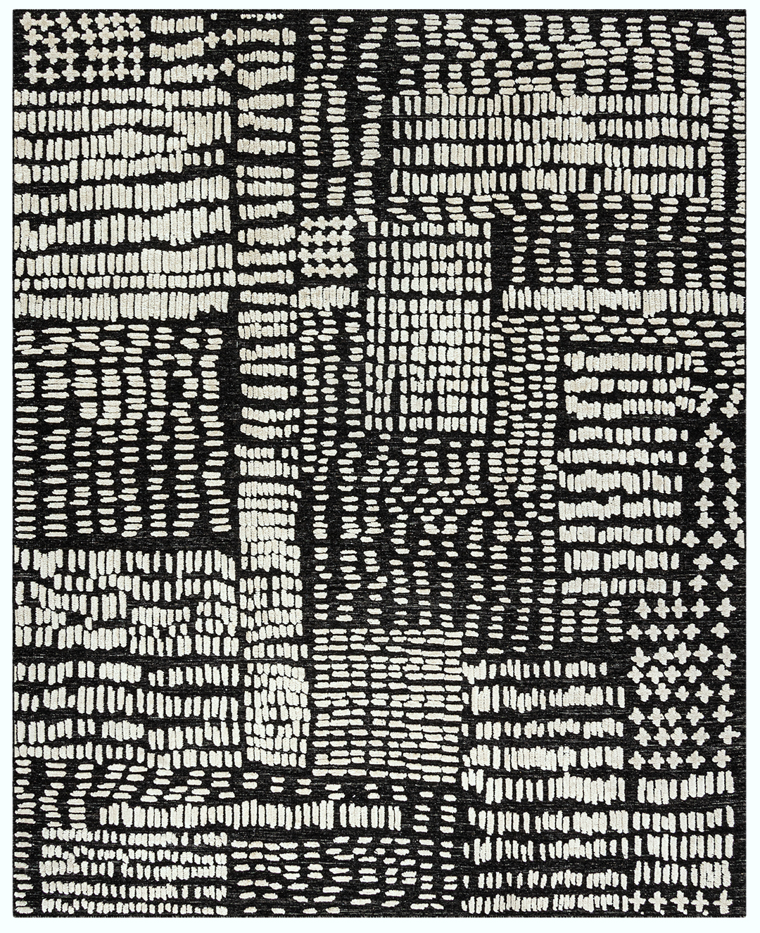 Hi Low Luxe Ivory Charcoal Rugs - N-4655 - Lavender Oriental Carpets