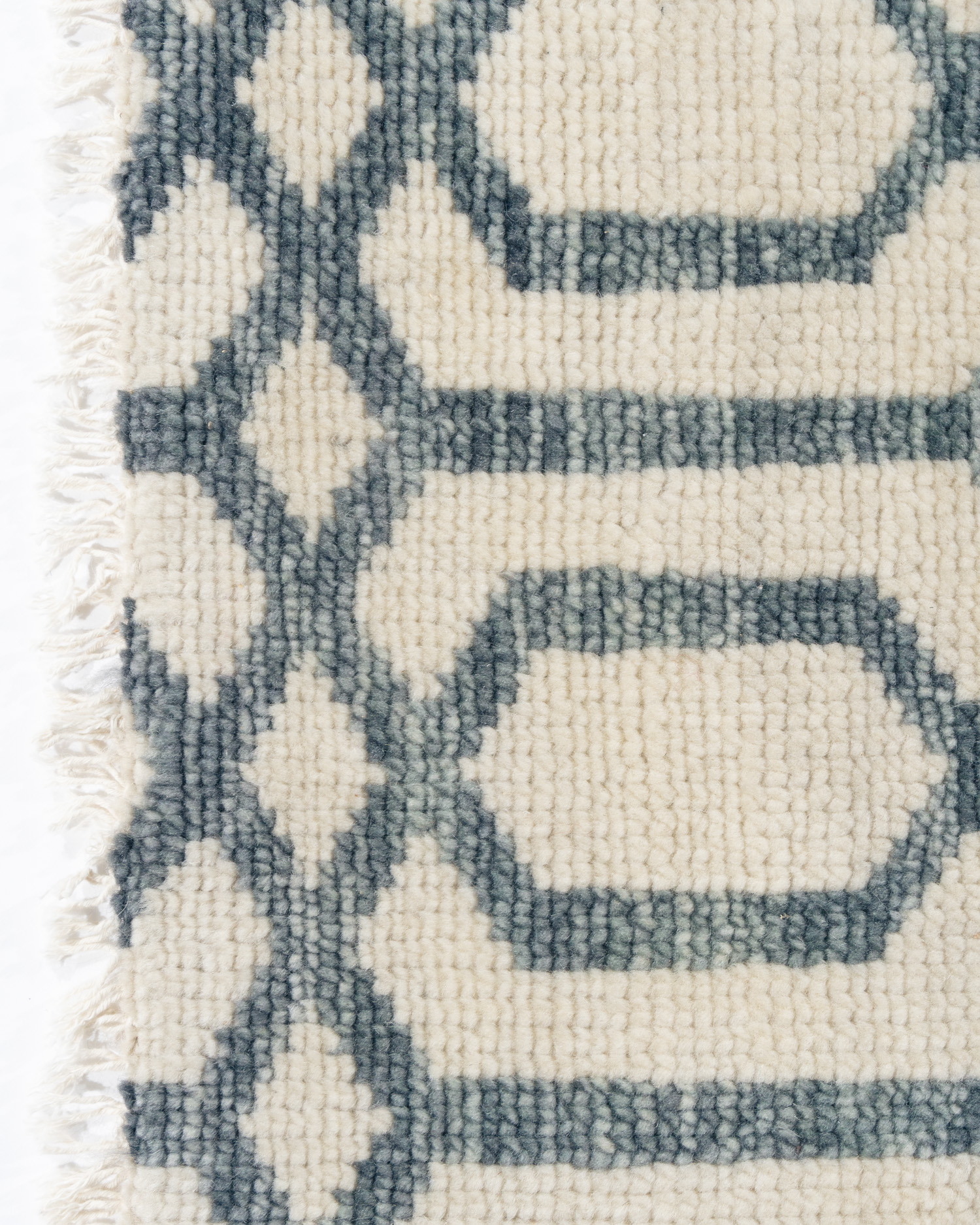 Hexagonal Design Modern Cream BlueWool Rug - N-7110 - Lavender Oriental ...