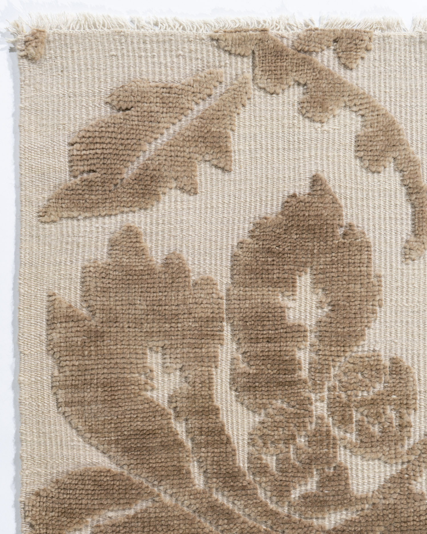 Damask Hi-Low Ivory Brown Modern Area Rugs - N-7145 - Lavender Oriental ...