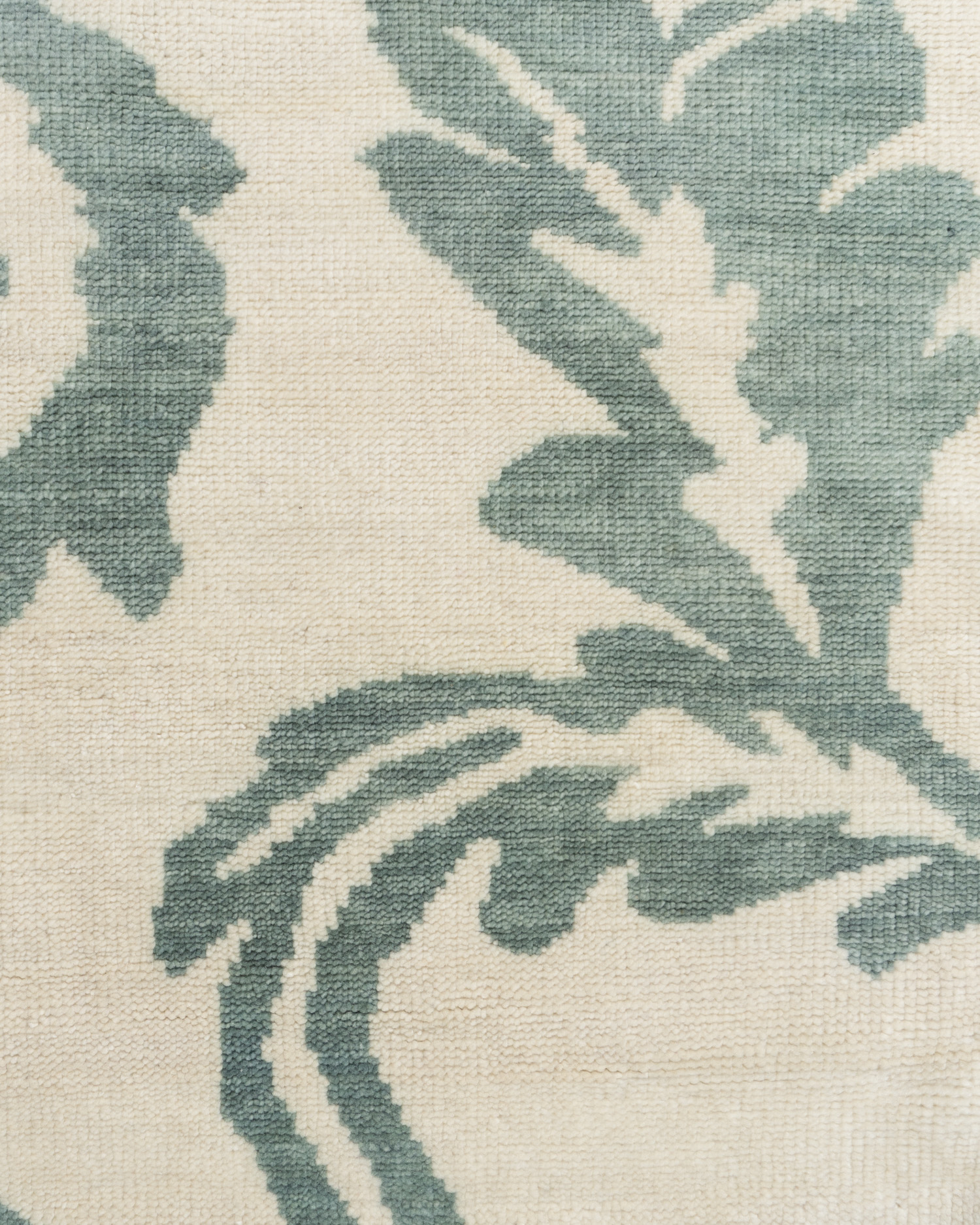 Leaf Design Modern Ivory-Teal Wool Rug - N-7150 - Lavender Oriental Carpets